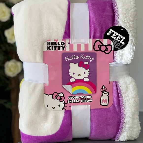 Northwest | Bedding | Hello Kitty Peekaboo Rainbow Cloud Sherpa Throw ...